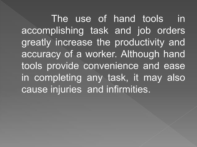 Safety procedures in using hand tools and equipment | PPTX | Medical Health