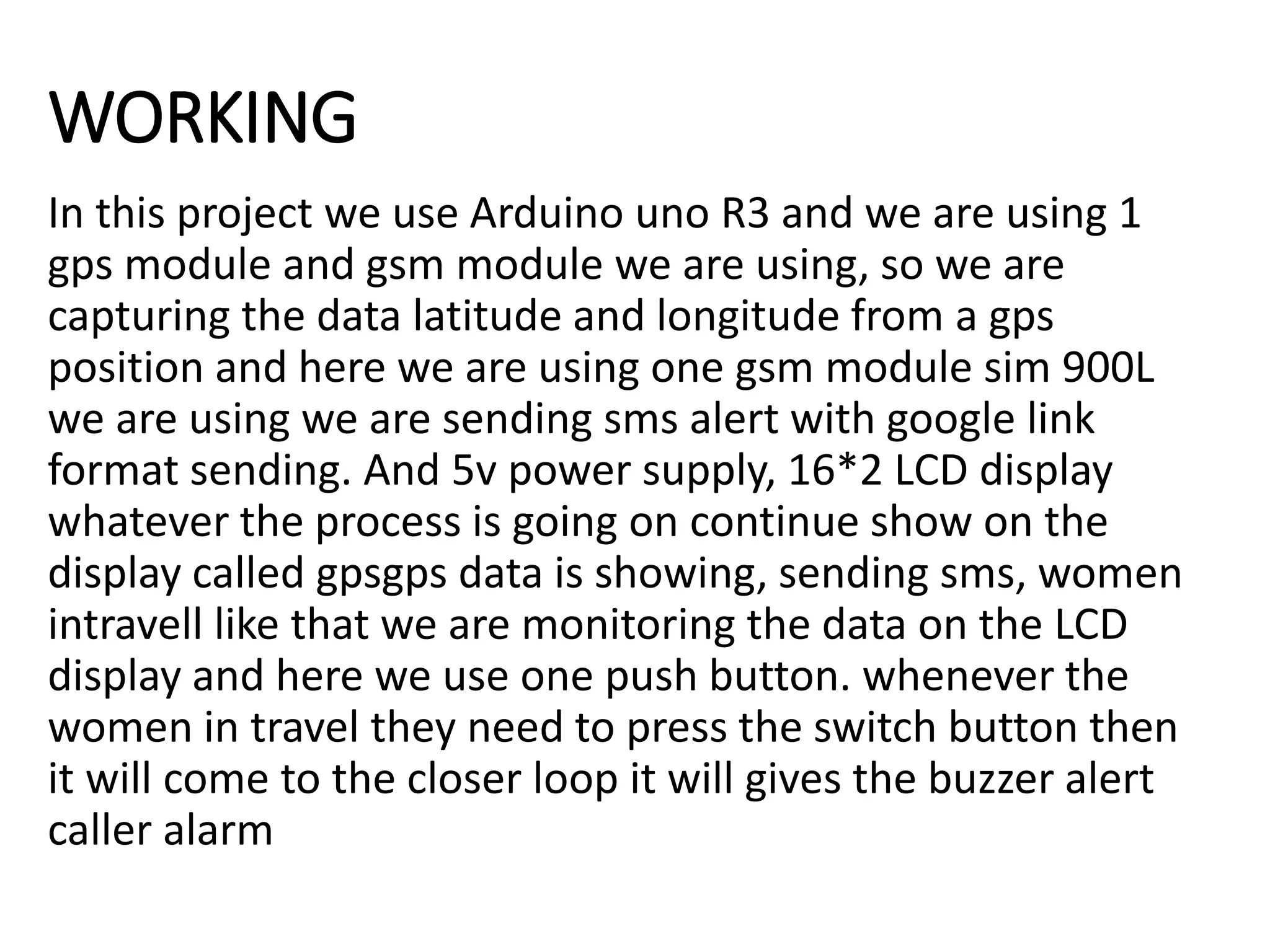 Arduino Based smart security system for Women And Children safety project.pptx
