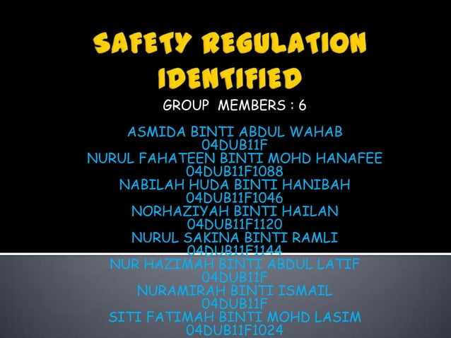 Safety regulation identified | PPT