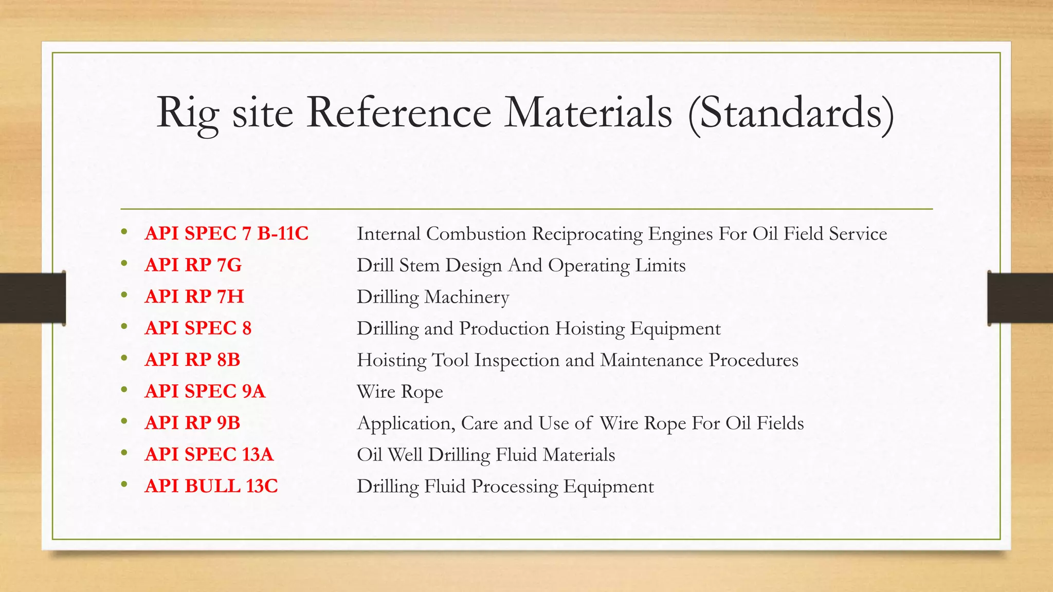 Safety Requirement for Rigs.pptx | Chemistry | Science