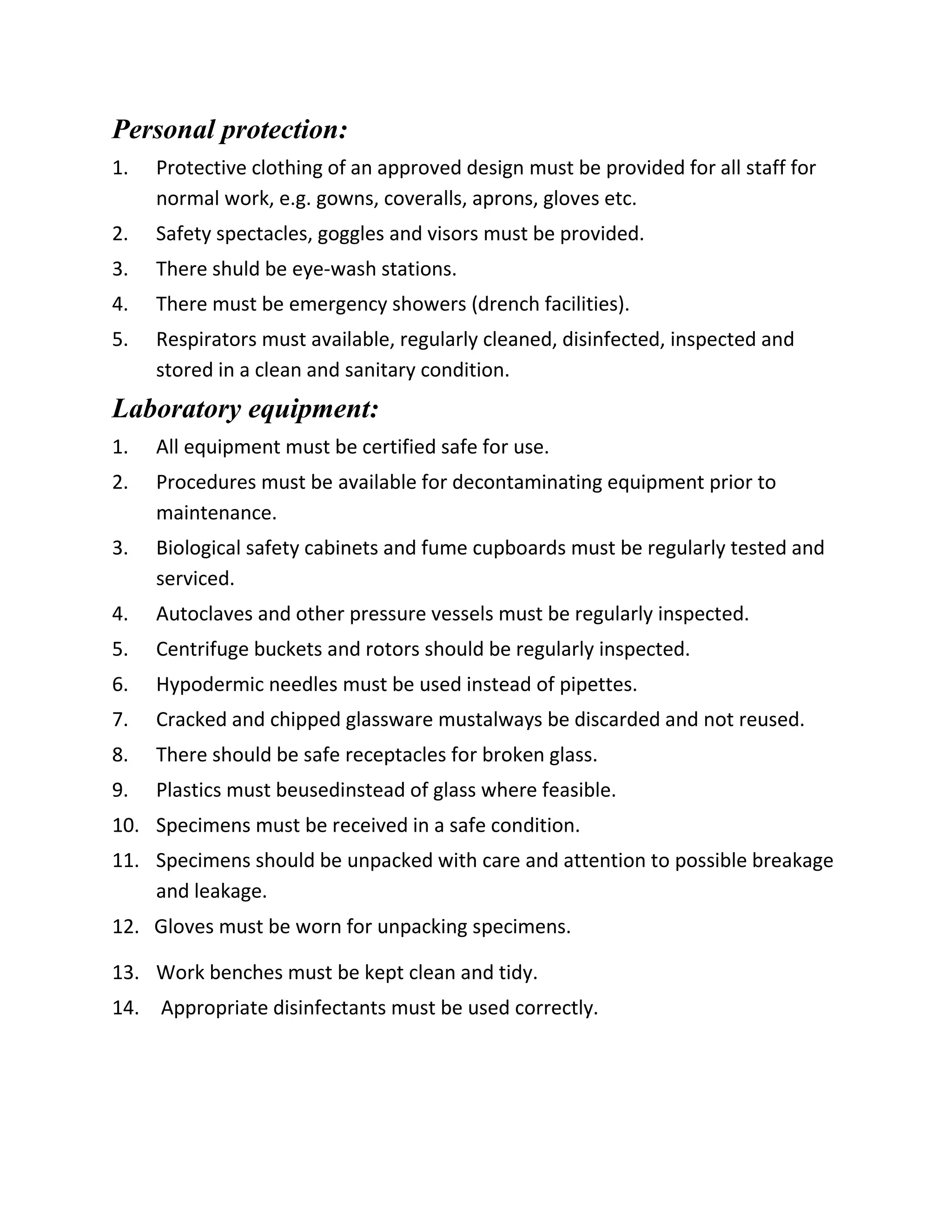 Safety rules for histopathology lab | DOCX