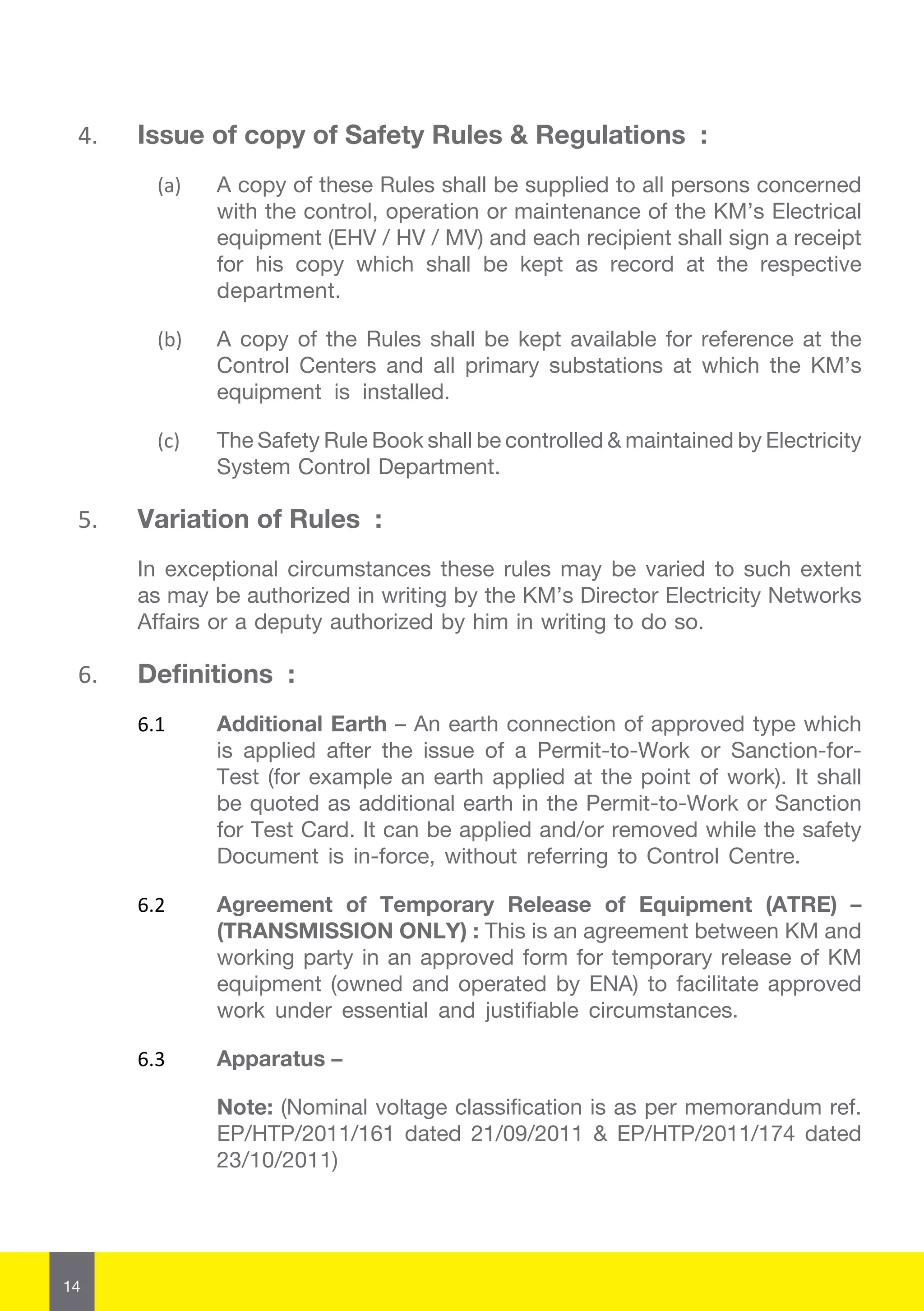 Safety rules 2014 | PDF
