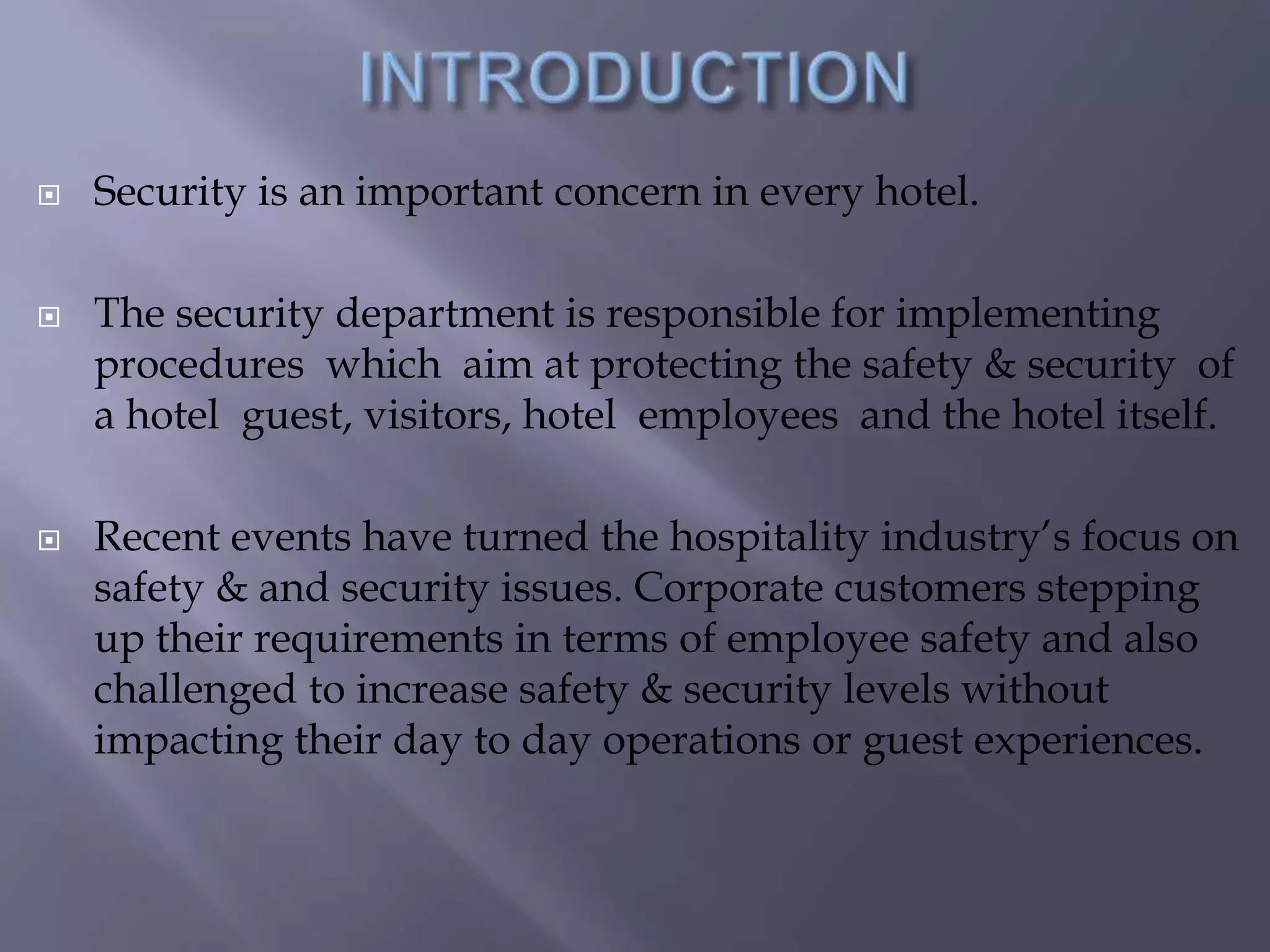 Safety & security in hotels | PPTX