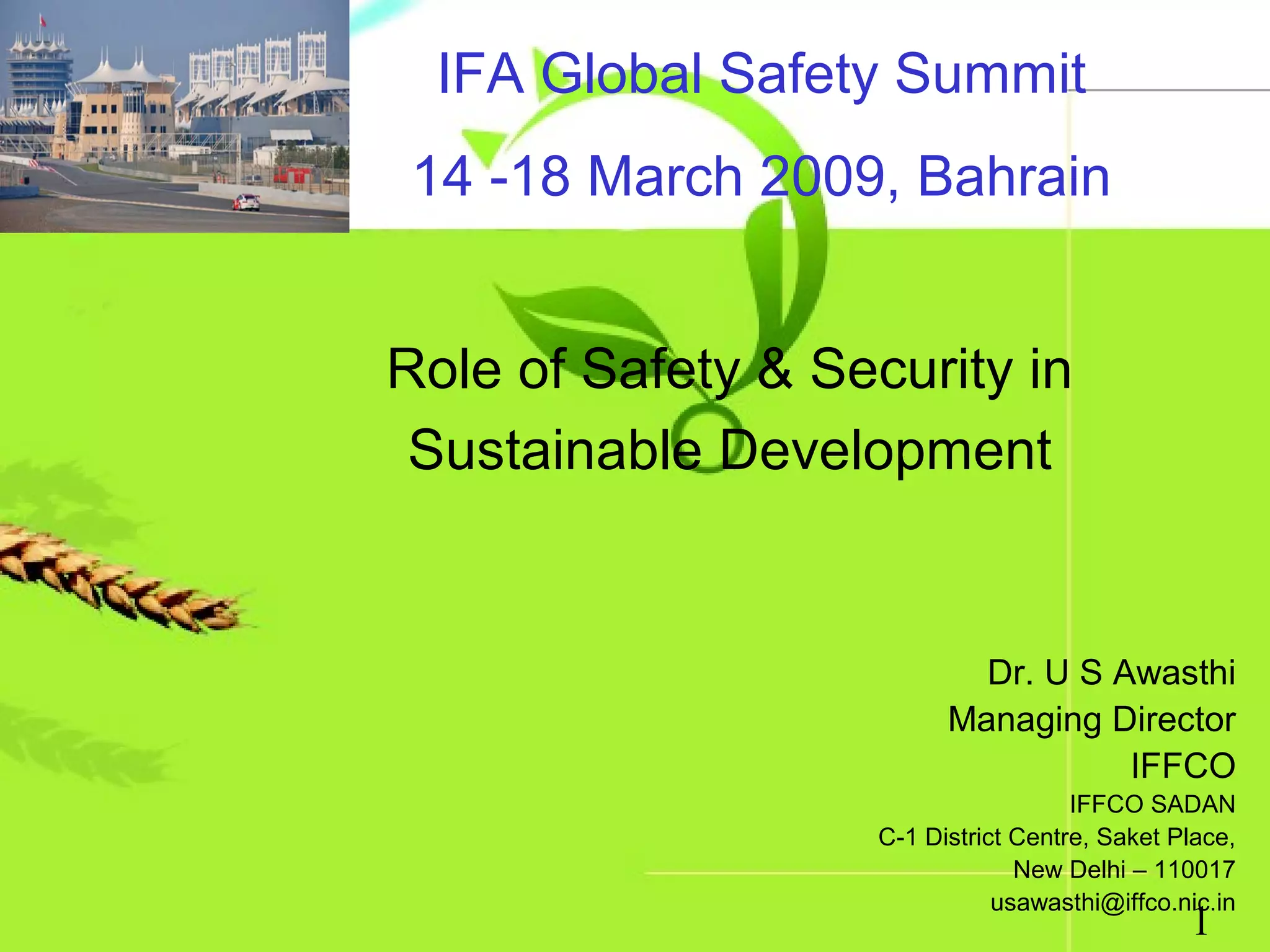 Safety security Role of Safety & Security in Sustainable Development MD ...