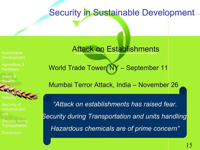 Safety security Role of Safety & Security in Sustainable Development MD ...