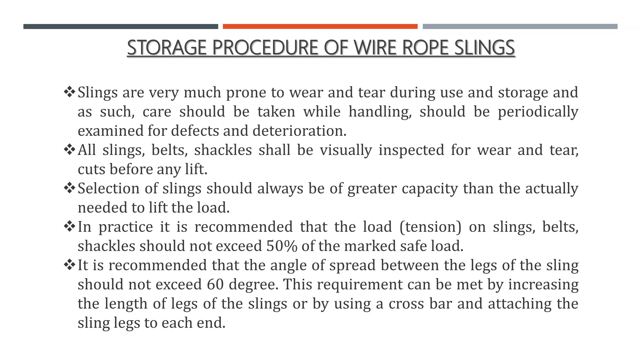 Safety consideration in Ropes , Slings and Fiber Ropes | PPTX