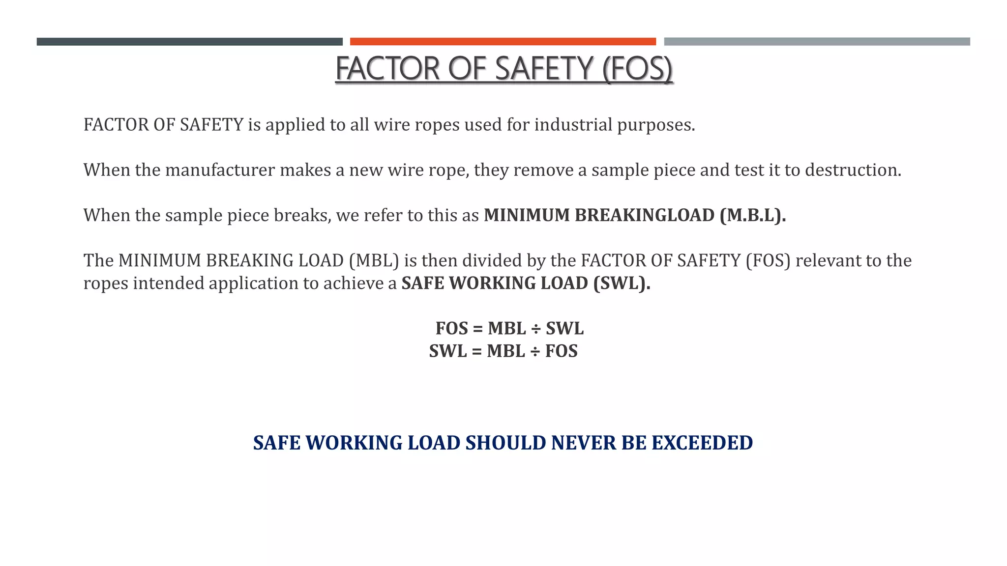 Safety consideration in Ropes , Slings and Fiber Ropes | PPTX