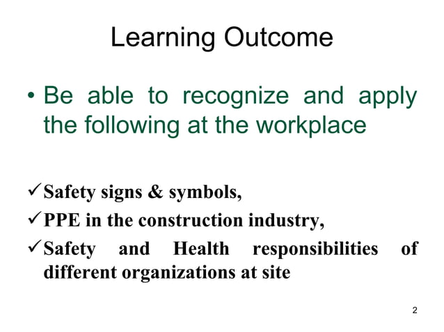 Safety signs and symbols, PPEs, ILO, OSH | PPT | First Aid | Injuries