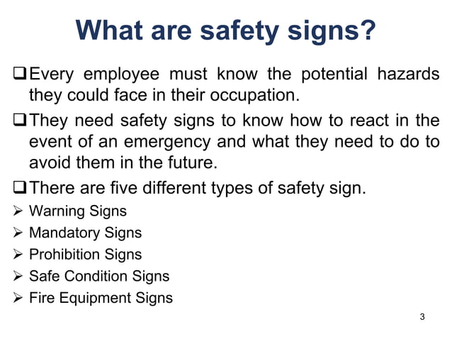 Safety signs and symbols, PPEs, ILO, OSH | PPT | First Aid | Injuries