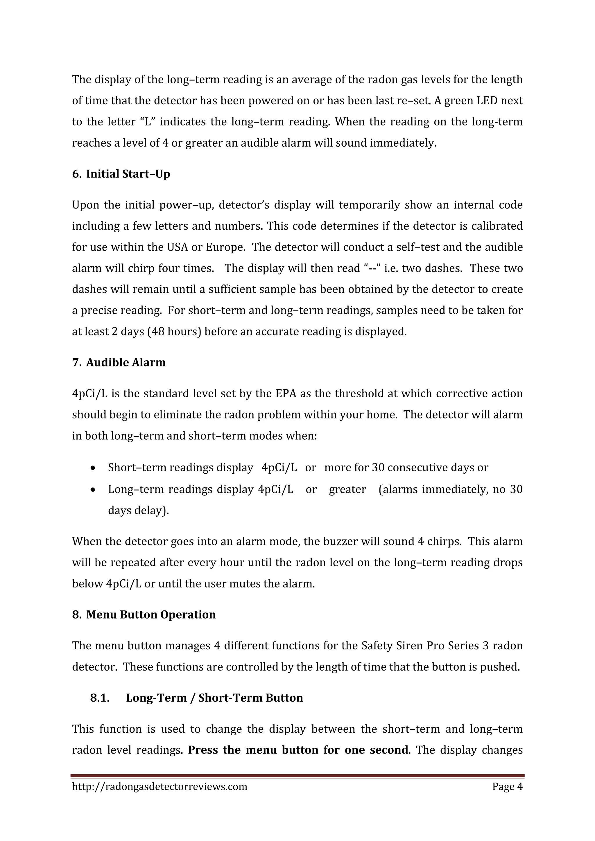 Safety siren pro series 3 radon gas detector user guide user manual | PDF