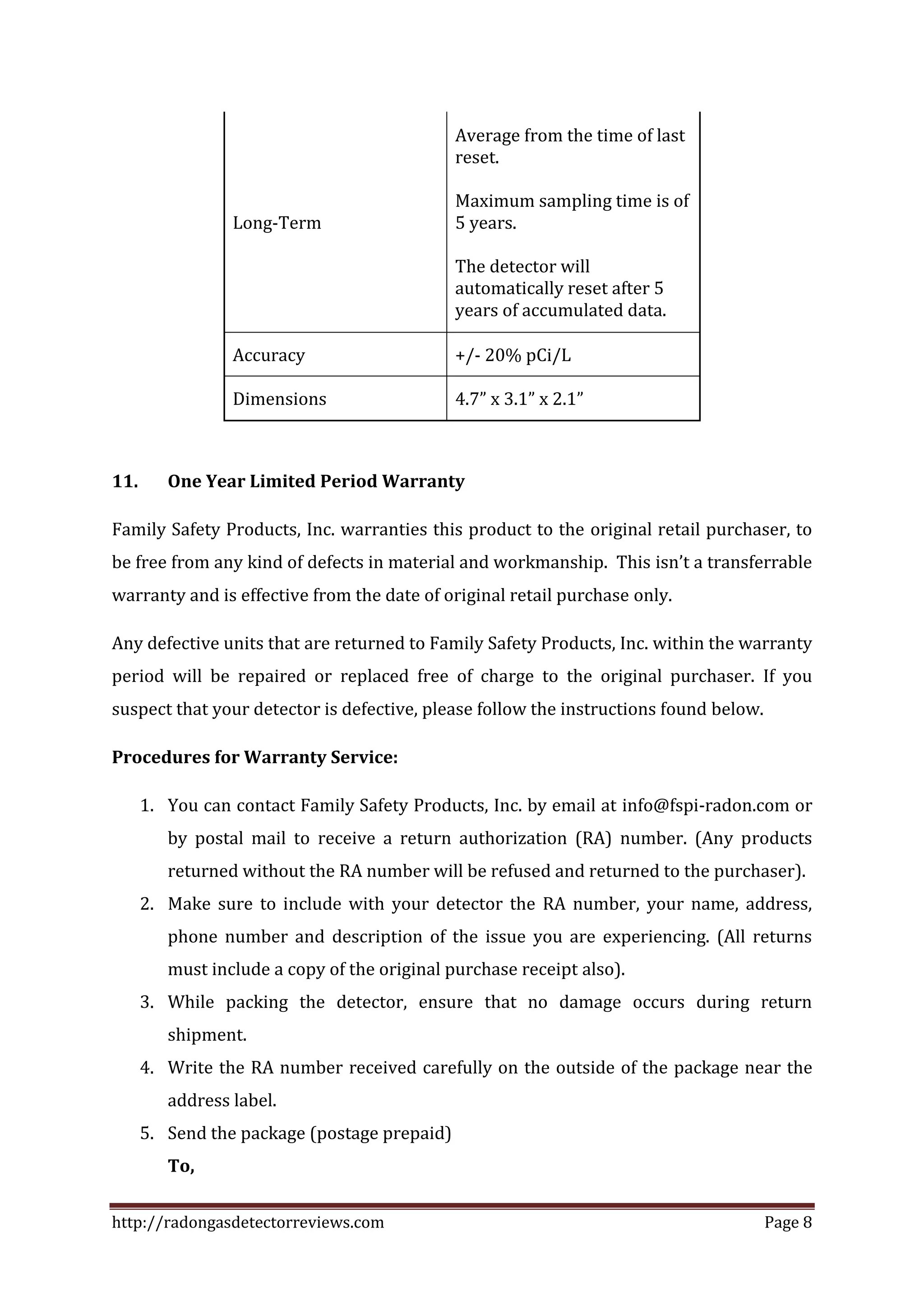 Safety siren pro series 3 radon gas detector user guide user manual | PDF