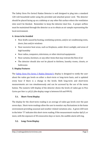 Safety siren pro series 3 radon gas detector user guide user manual | PDF