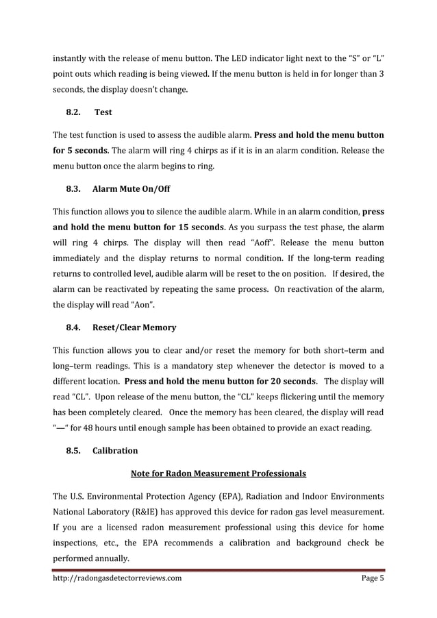 Safety siren pro series 3 radon gas detector user guide user manual ...