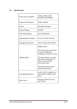 Safety siren pro series 3 radon gas detector user guide user manual | PDF