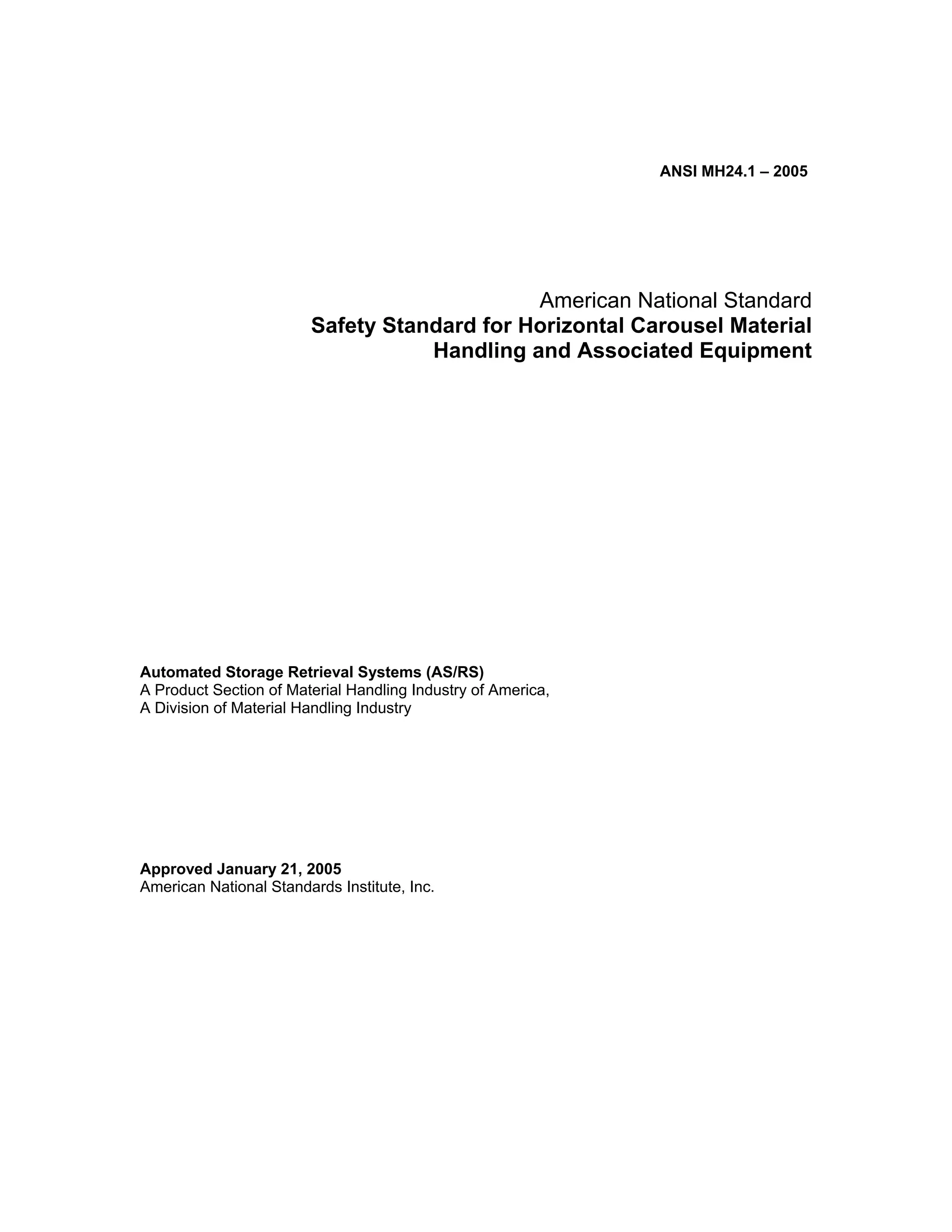 Safety Standard for Horizontal Carousel Material Handling and ...