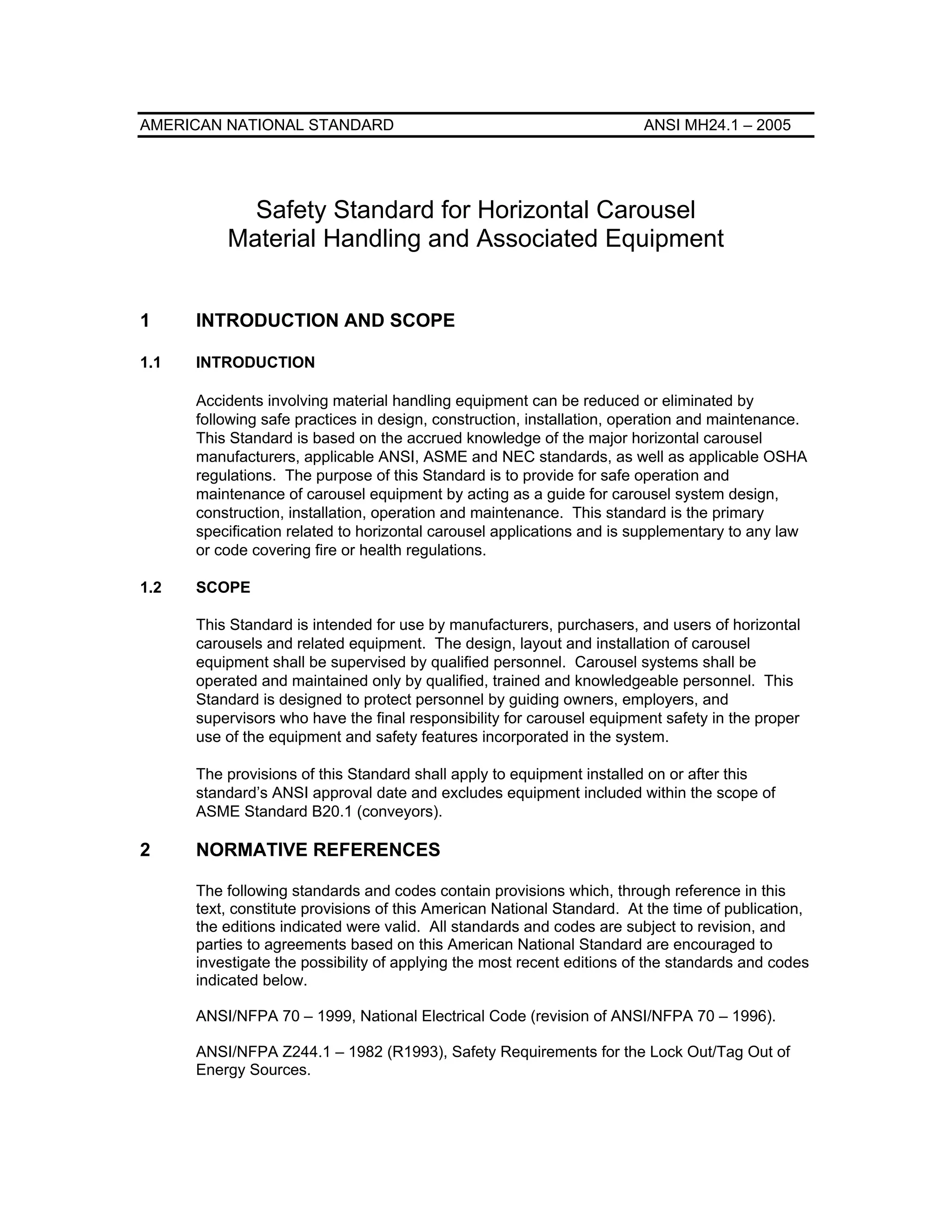 Safety Standard for Horizontal Carousel Material Handling and ...