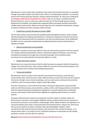 Safety Standards And Regulations For Aircraft Cable Harnesses | PDF