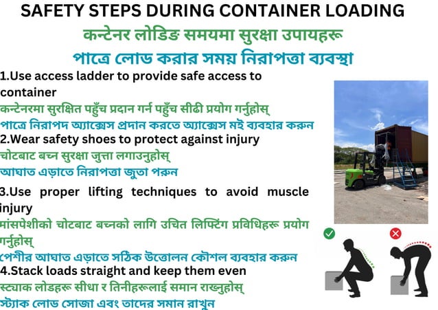 SAFETY STEPS of containers loading warehouse | PDF