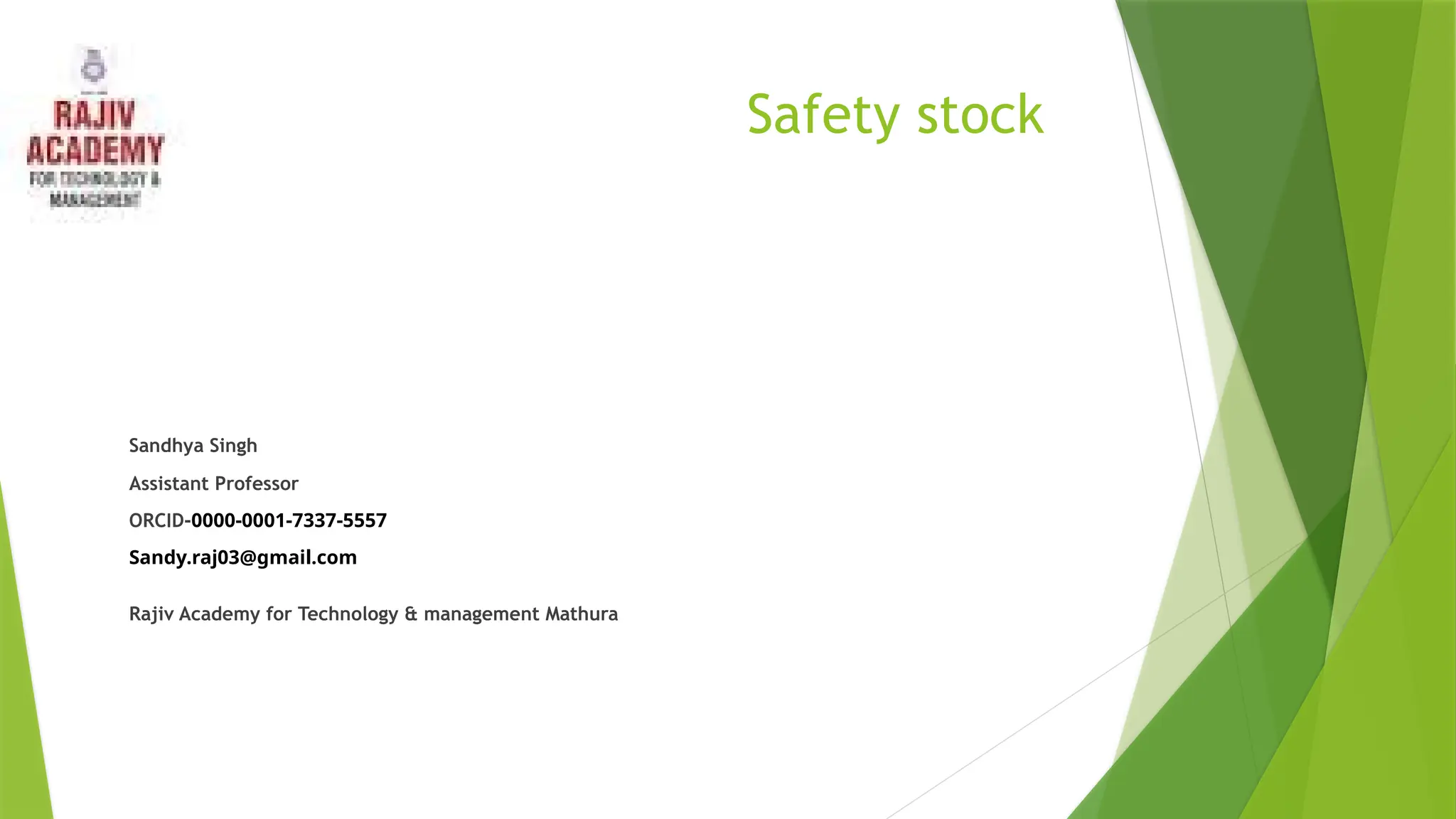 Safety stock.pptx Material management notes | PPTX