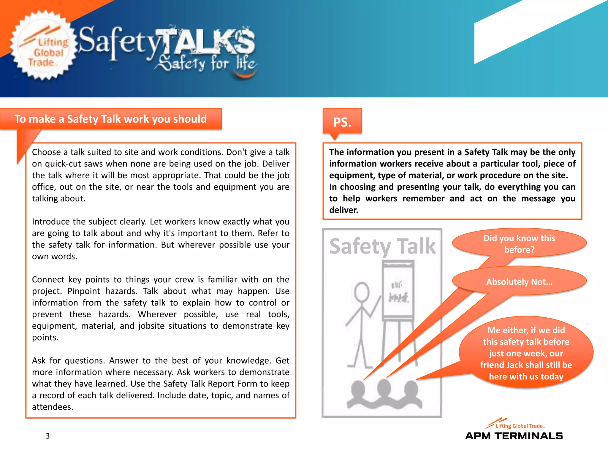 Safety Talks Database | PPTX