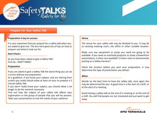 Safety Talks Database | PPTX