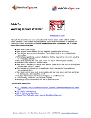 Safey Tip: Working in Cold Weather | PDF