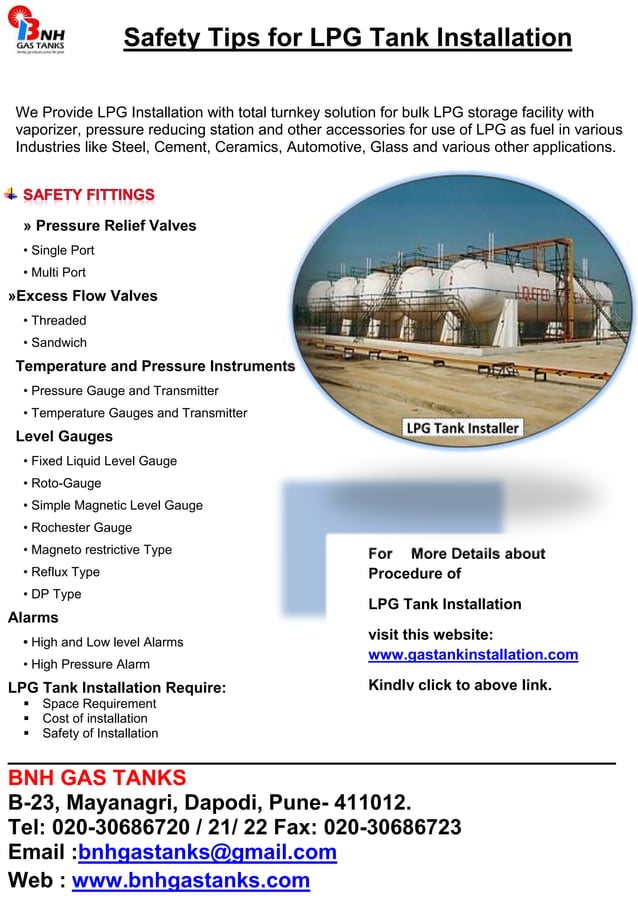 Safety tips for lpg tank installation | PDF | Technology & Computing