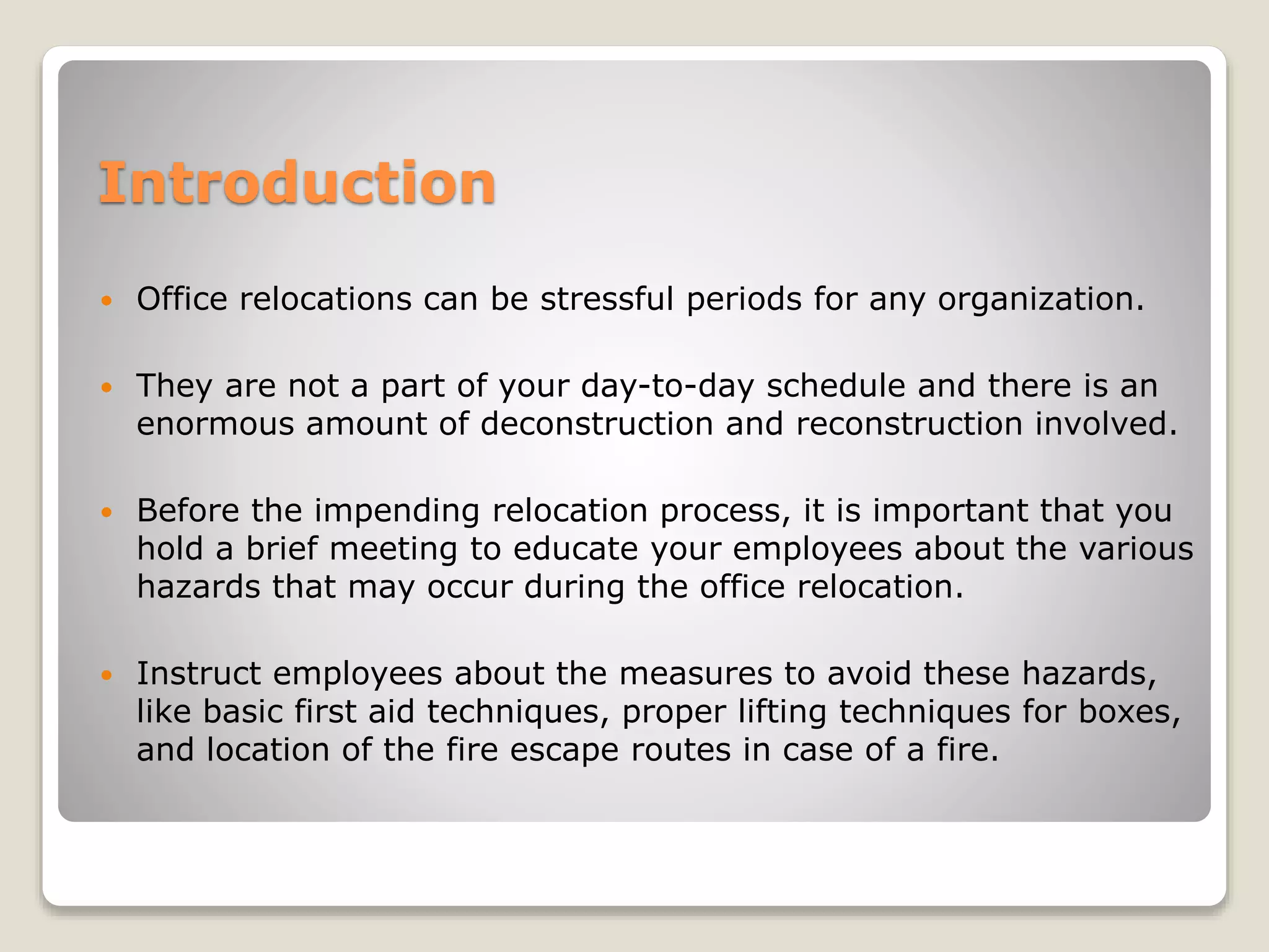 Safety tips for office relocation | PPTX