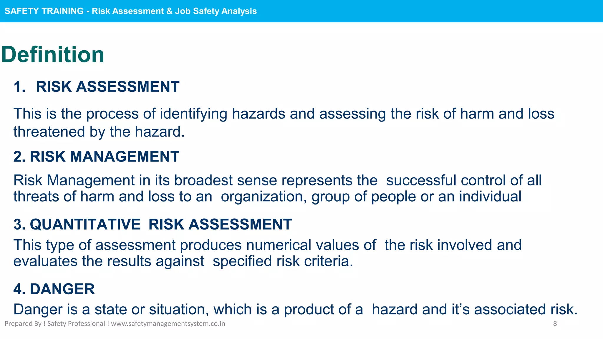 Safety training: Risk Assessment & Job Safety Analysis | PPTX