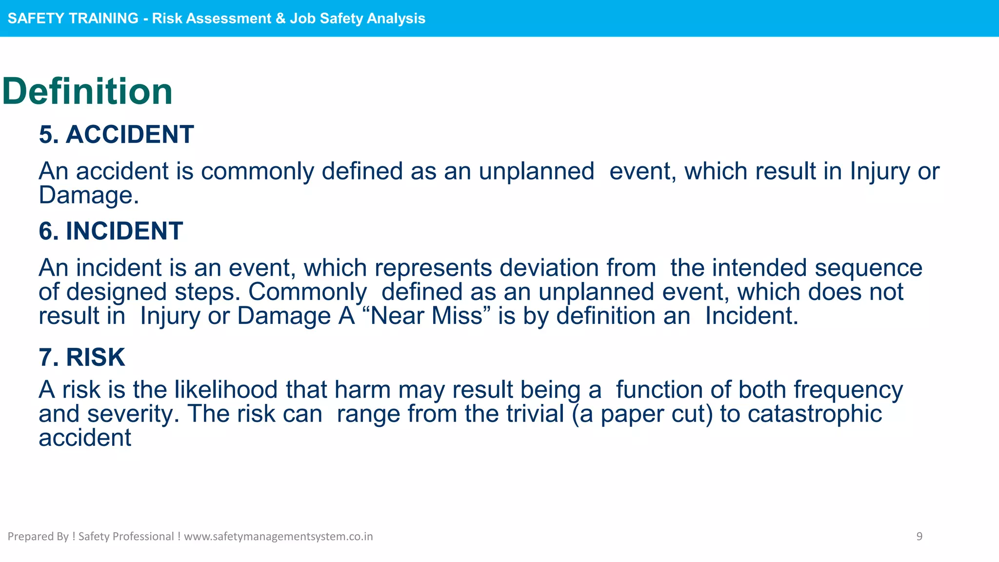 Safety training: Risk Assessment & Job Safety Analysis | PPTX