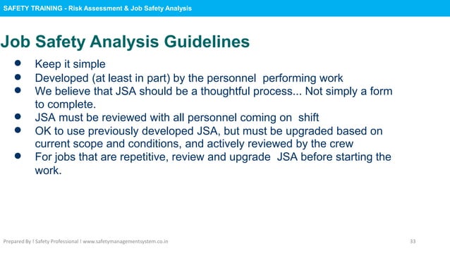 Safety training: Risk Assessment & Job Safety Analysis | PPTX | Resume ...