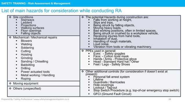 Safety Training : Risk Assessment & Management | PPTX