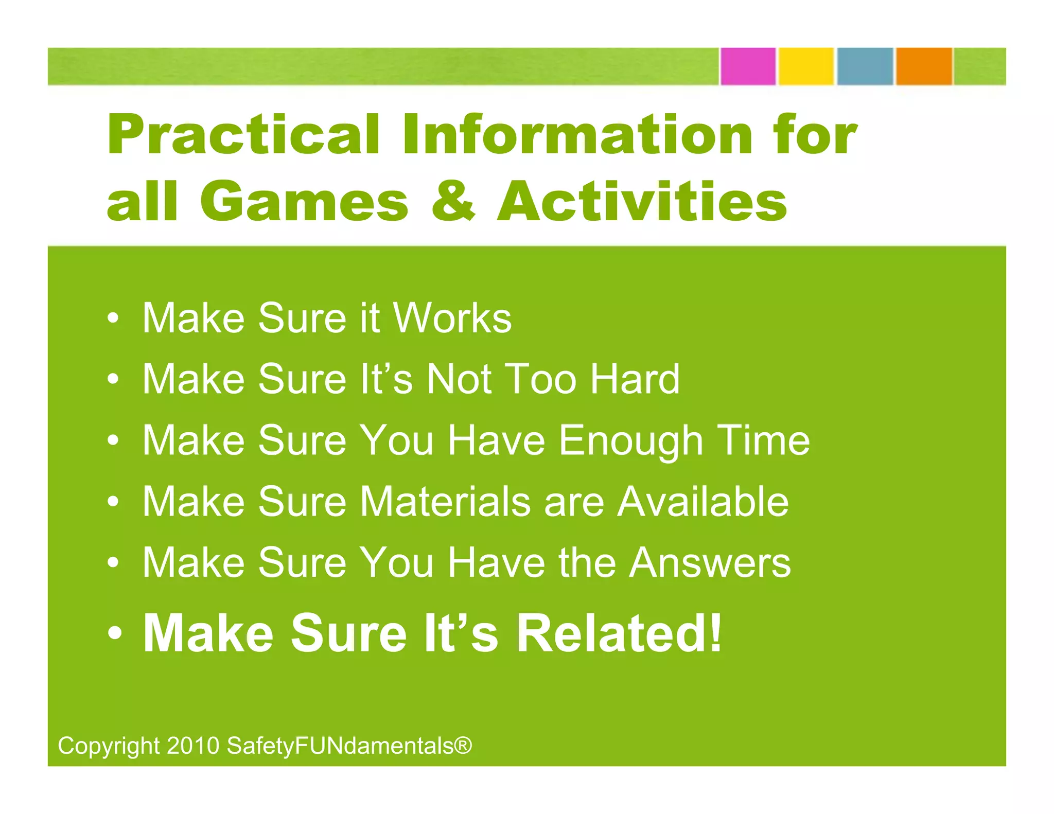 Safety Training Games For Everyone | PDF