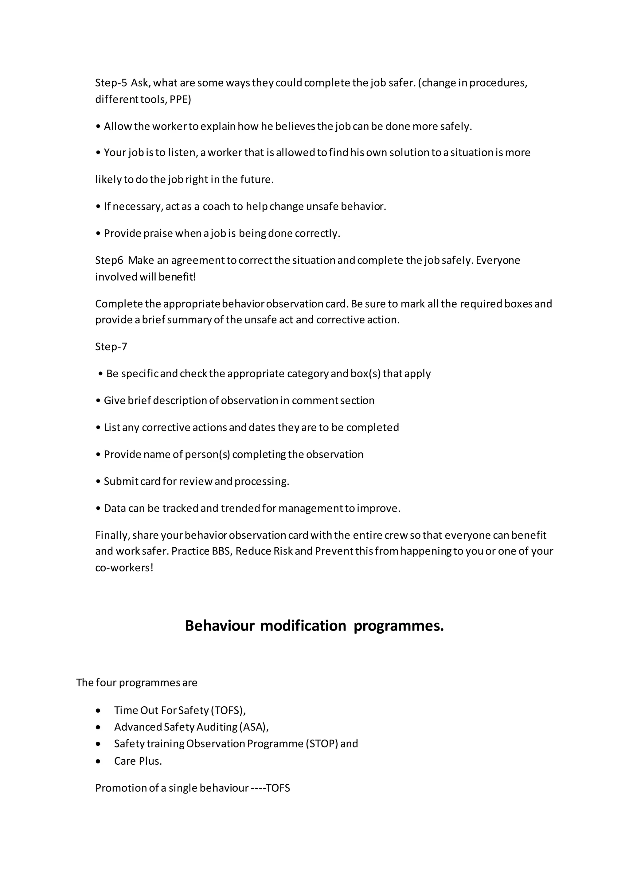 Safety training observation programme (STOP) | DOCX