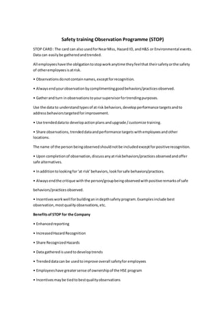 Safety training observation programme (STOP) | DOCX