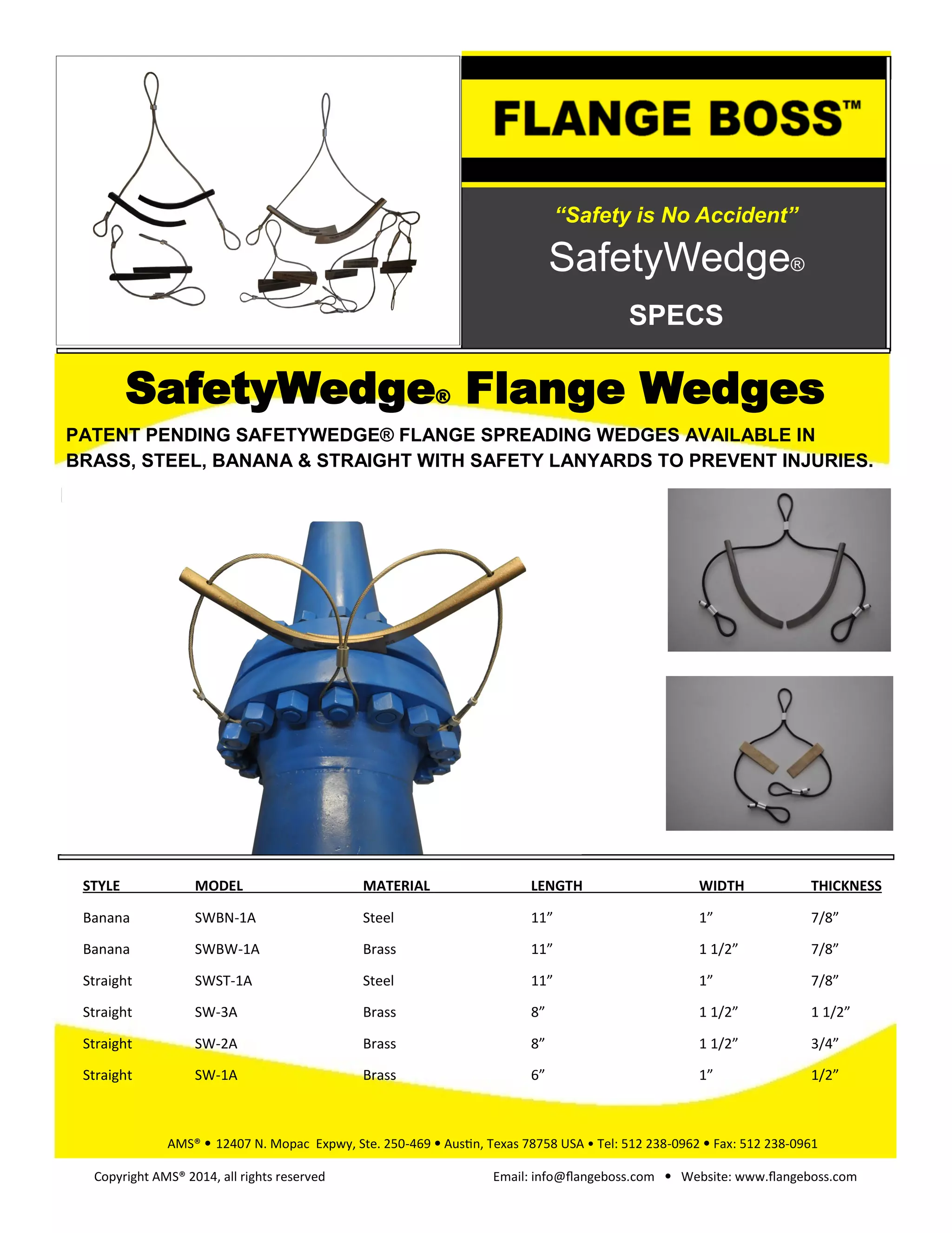 Safety Wedge™ flange spreader kit flange wedges | PDF