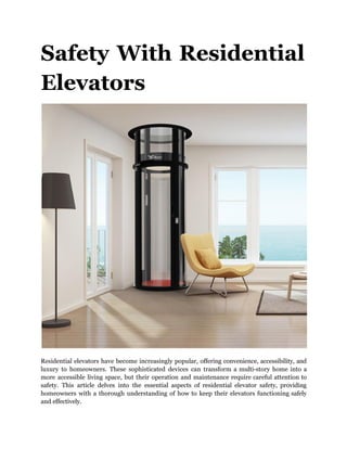 Ensuring Safety with Residential Elevators: A Comprehensive Guide | PDF