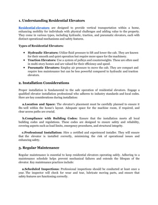 Ensuring Safety with Residential Elevators: A Comprehensive Guide | PDF