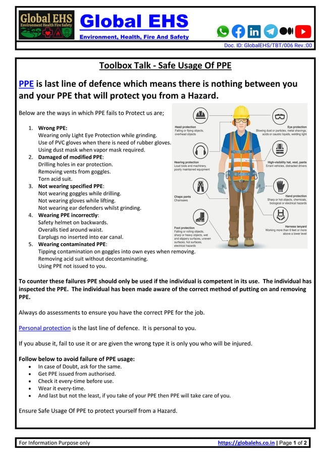 Safe Usage Of PPE Toolbox Talk TBT 006.pdf