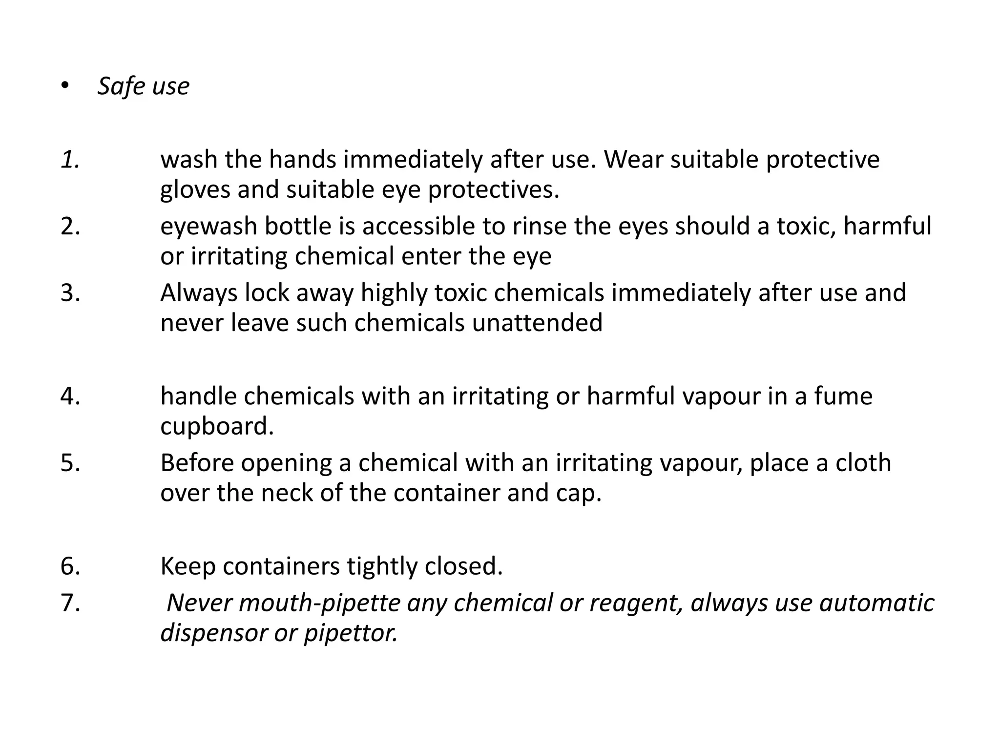 Safe use and storage of chemical and reagents | PPTX