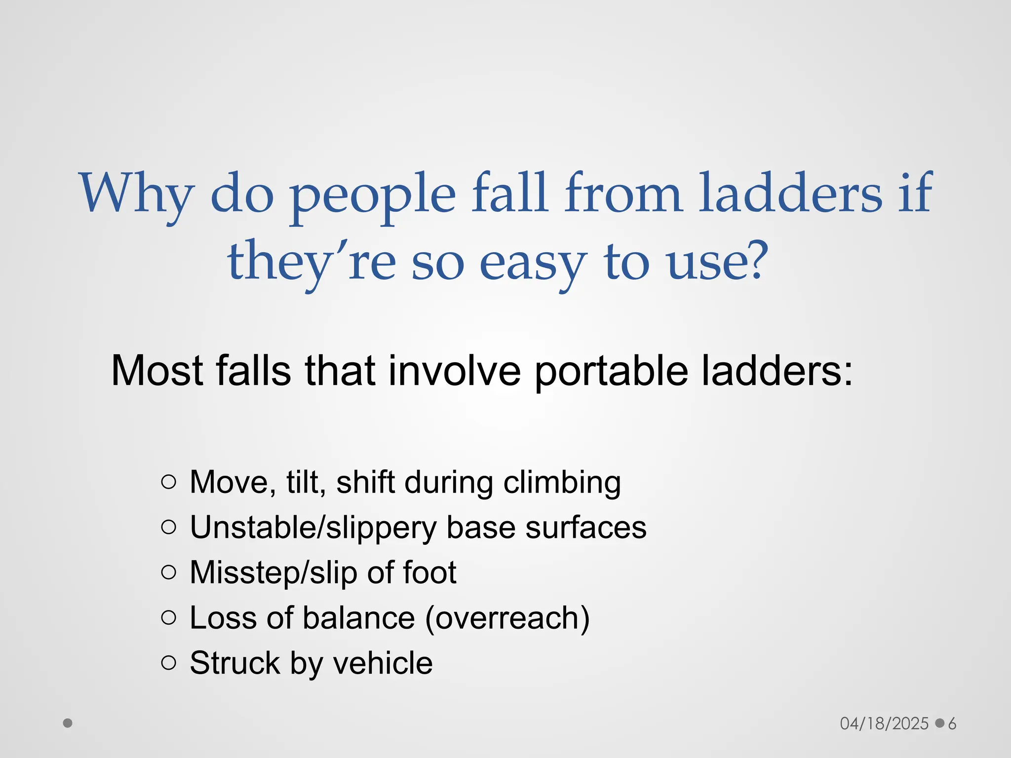 ladder safe use for construction site work | PPTX