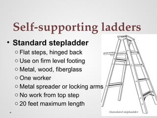 ladder safe use for construction site work | PPTX