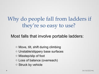 ladder safe use for construction site work | PPTX