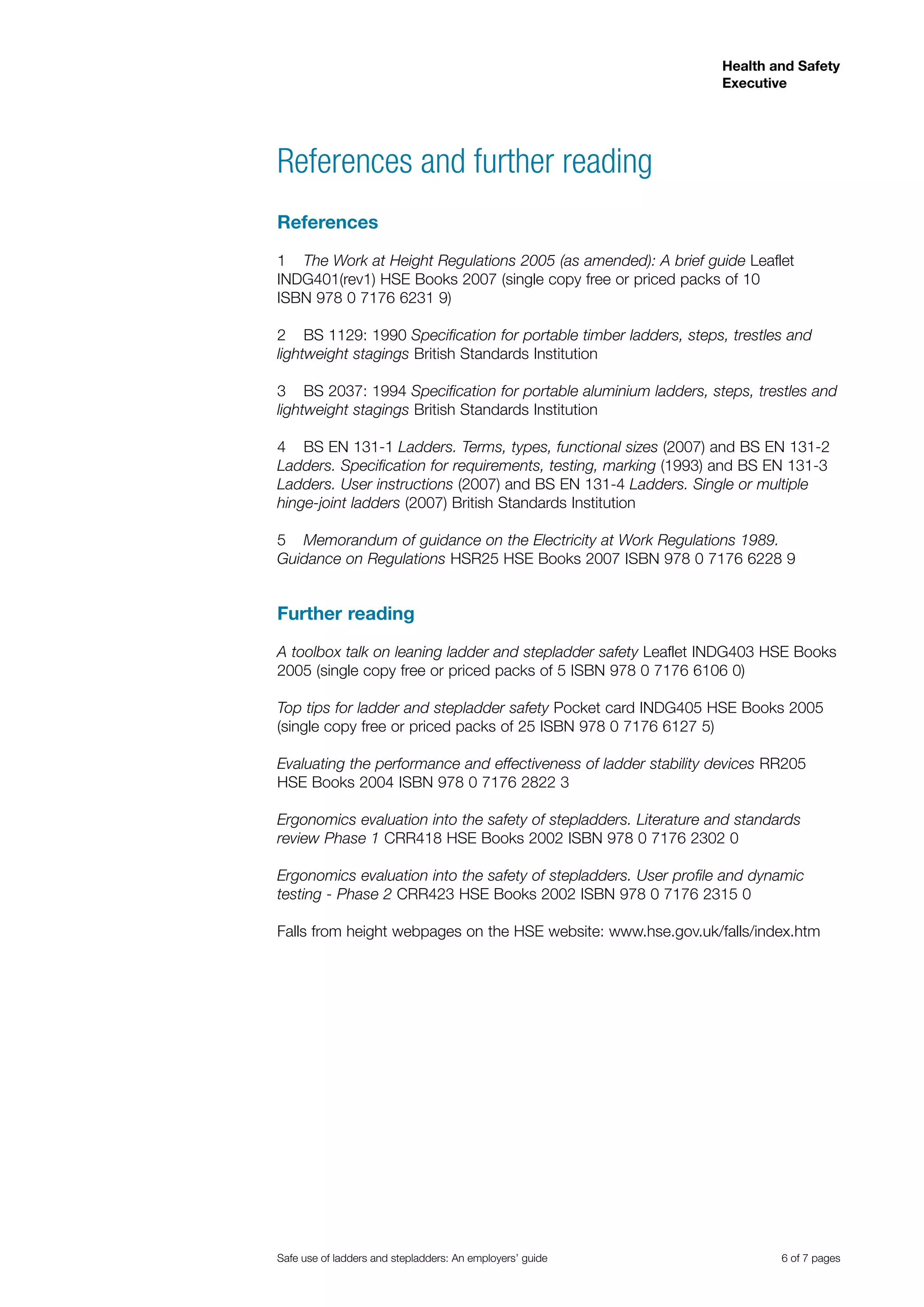 Safe use of ladders | PDF