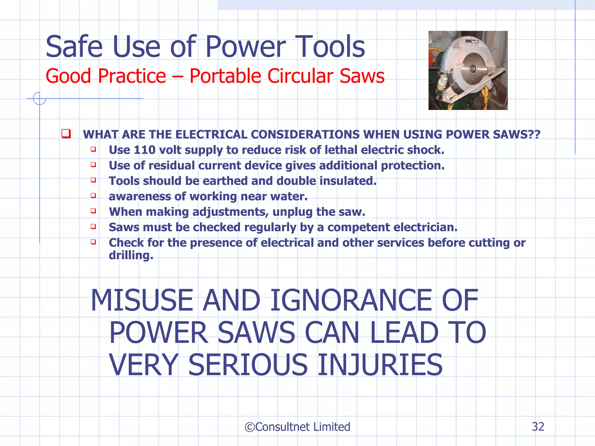 Safe use of power tools | PPT