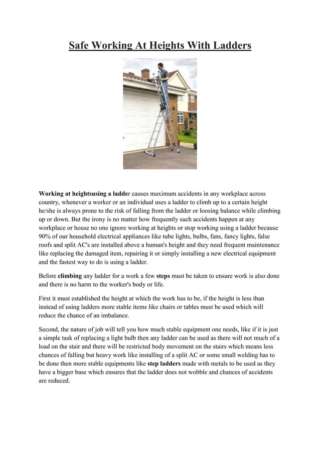 Safe working at heights with ladders | PDF