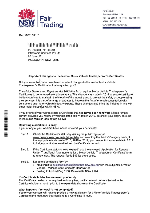 Safe work nsw changes to motor vehicle trade certification | PDF