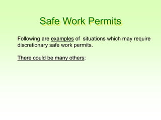 SAFE WORK PERMIT | PPT