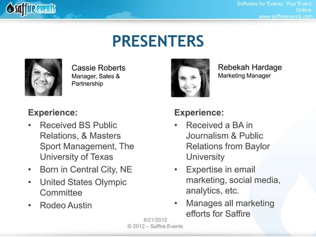 Saffire Events Presentation: Social Media 101 | PPT