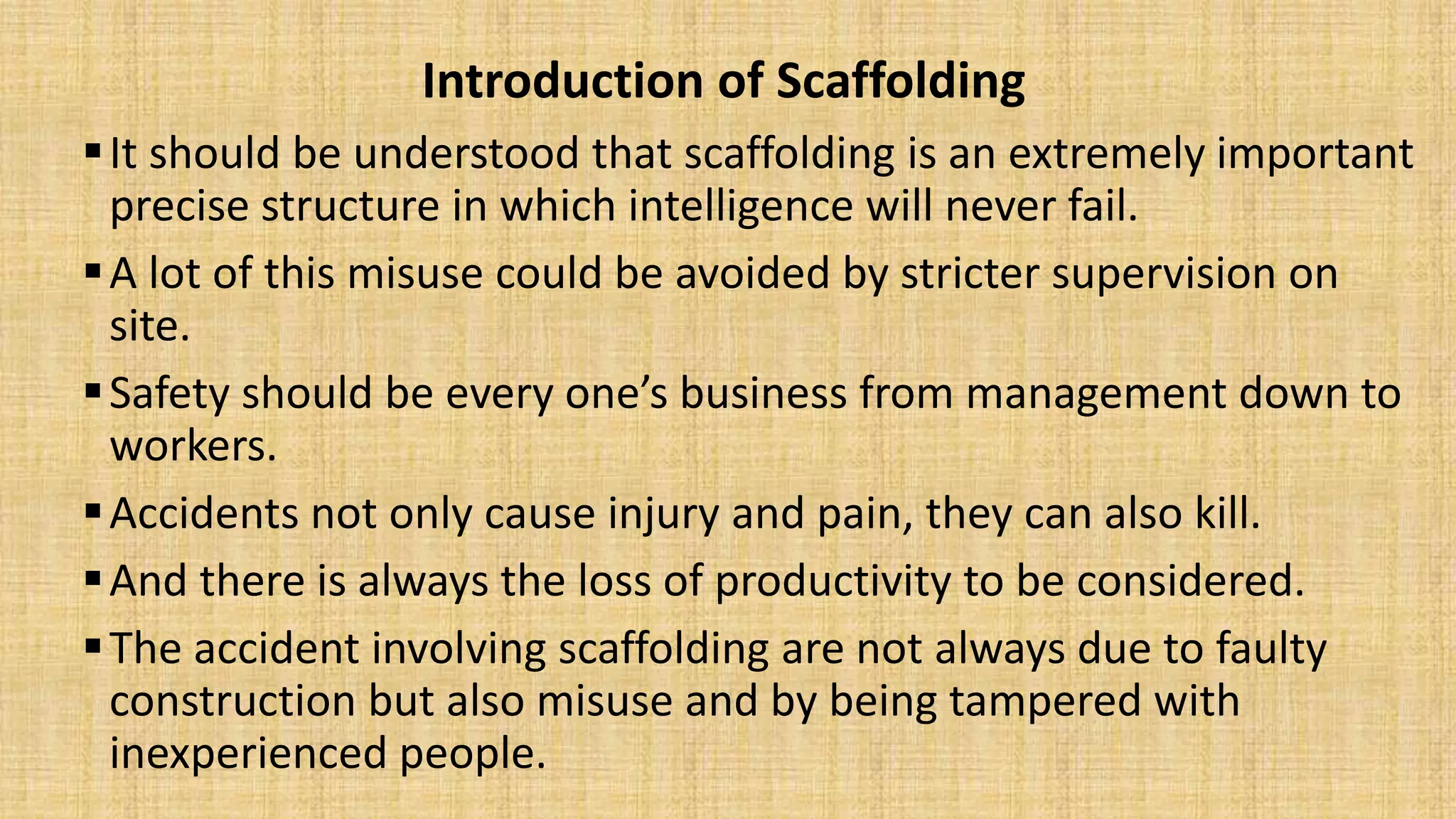 Scaffolding safety at construction site | PPTX